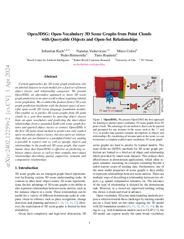 (PDF) Open3DSG: Open-Vocabulary 3D Scene Graphs from Point Clouds with Queryable Objects and ...