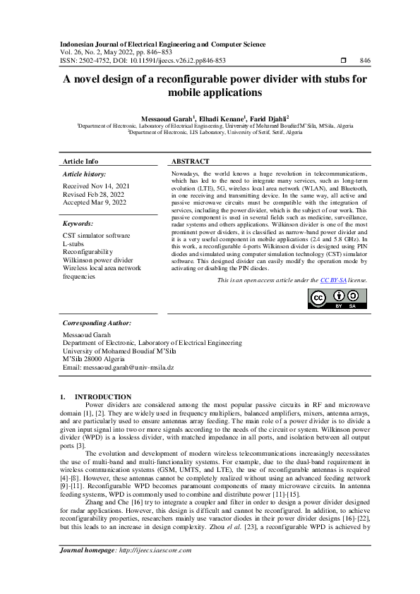 (PDF) A novel design of a reconfigurable power divider with stubs for ...