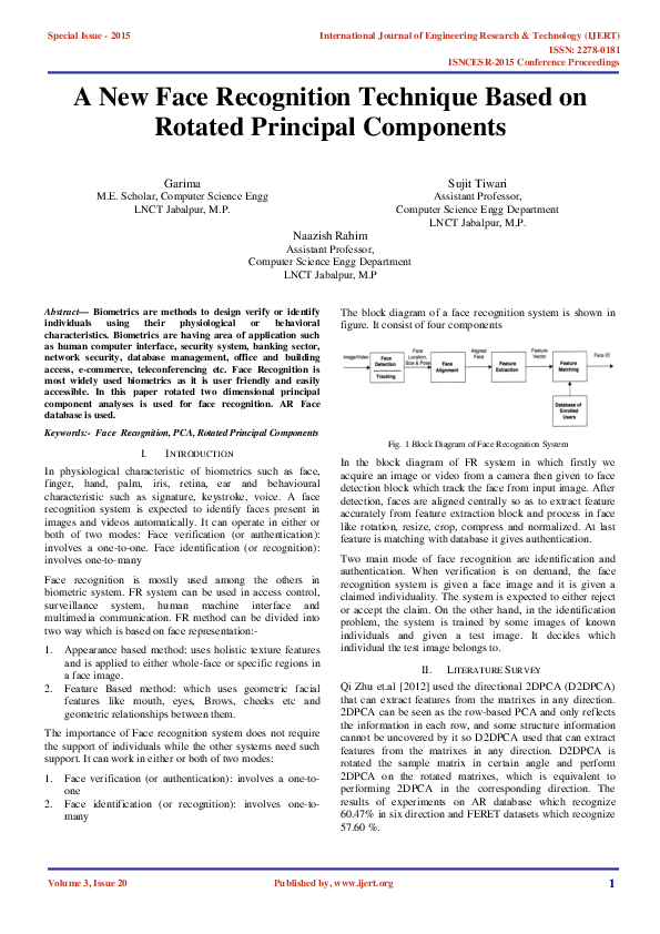 (PDF) A New Face Recognition Technique Based on Rotated Principal Components