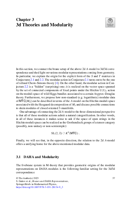 (PDF) 3d Theories and Modularity
