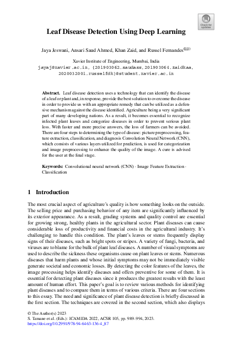 (PDF) Leaf Disease Detection Using Deep Learning