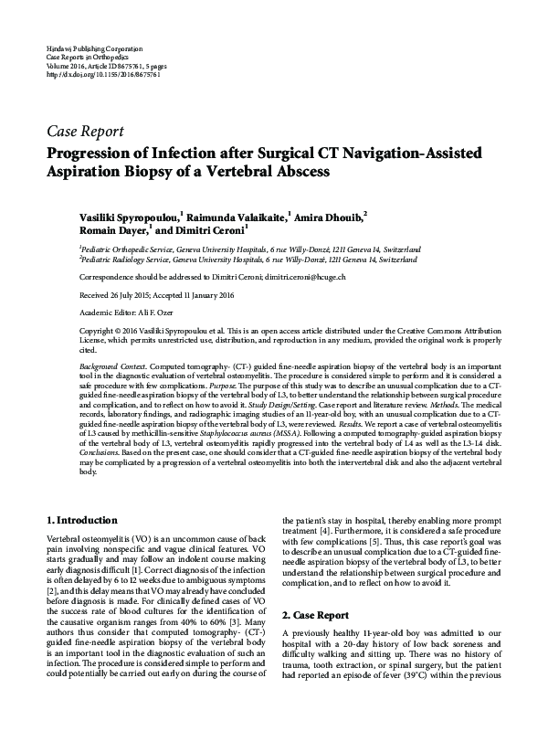 (PDF) Progression of Infection after Surgical CT Navigation-Assisted ...