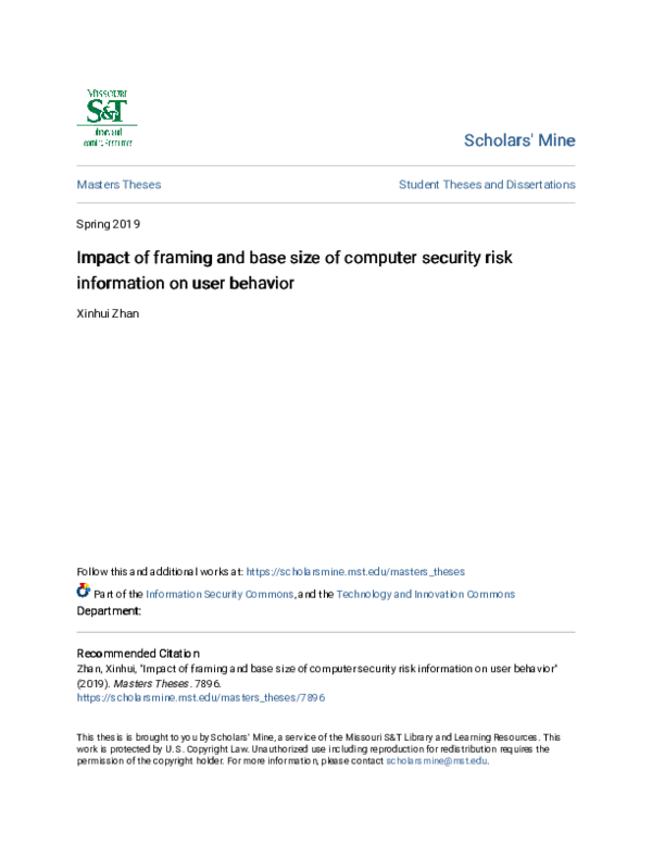 (PDF) Impact of Framing and Base Size of Computer Security Risk Information