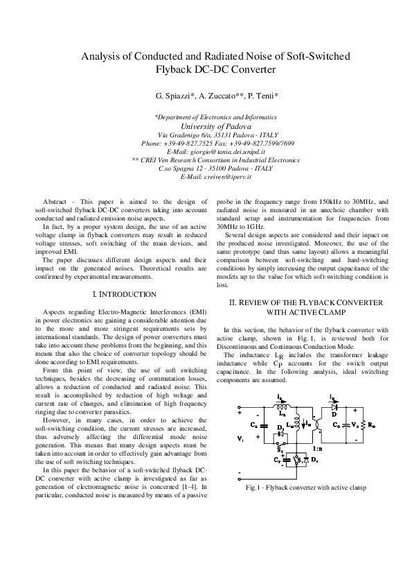 (PDF) Analysis of conducted and radiated noise of soft-switched flyback ...