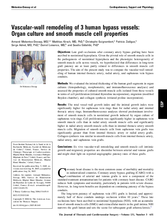 (PDF) Vascular-wall remodeling of 3 human bypass vessels: Organ culture ...