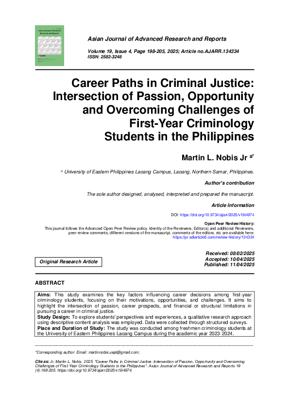 (PDF) Career Paths in Criminal Justice: Intersection of Passion ...