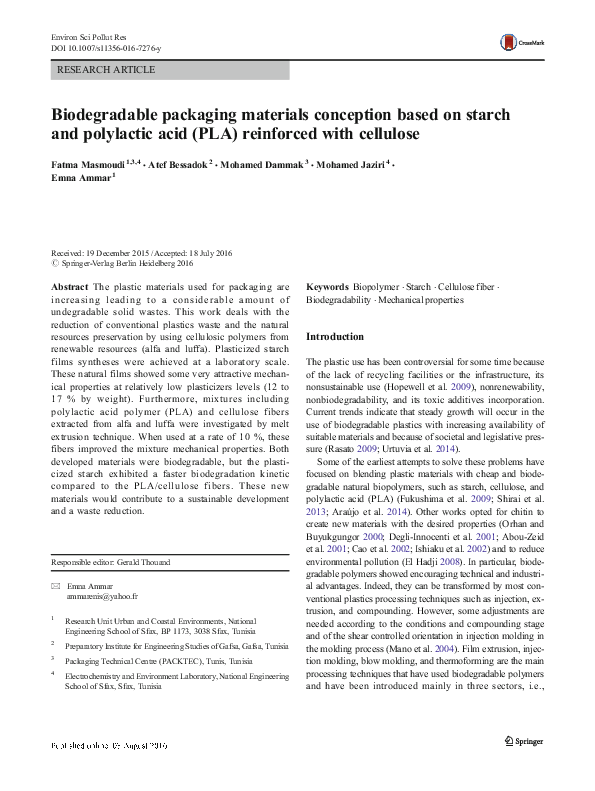 (PDF) Biodegradable packaging materials conception based on starch and ...