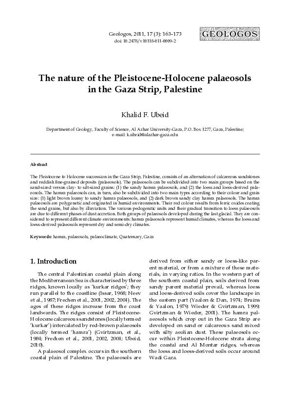 (PDF) The nature of the Pleistocene-Holocene palaeosols in the Gaza ...