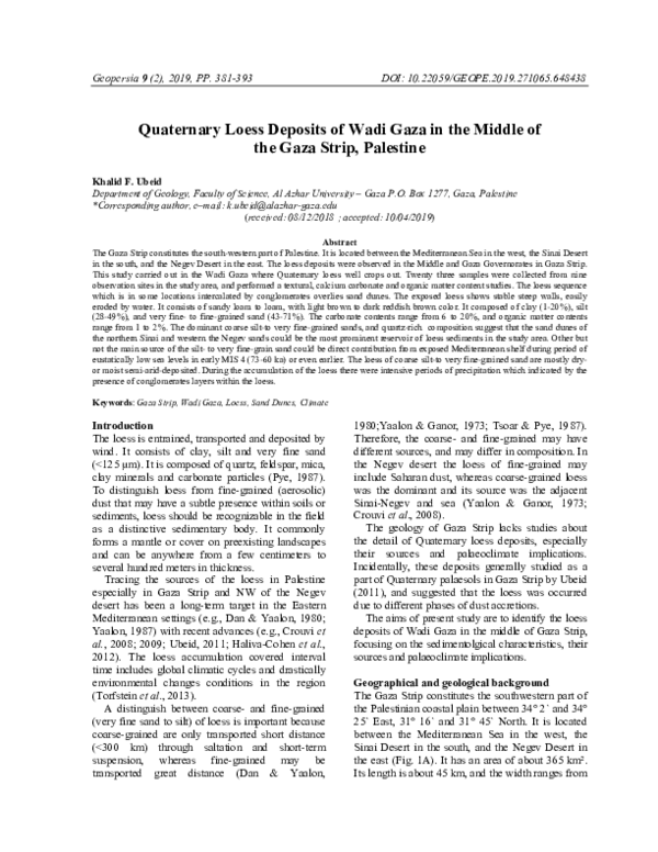 (PDF) Quaternary alluvial deposits of Wadi Gaza in the middle of the ...
