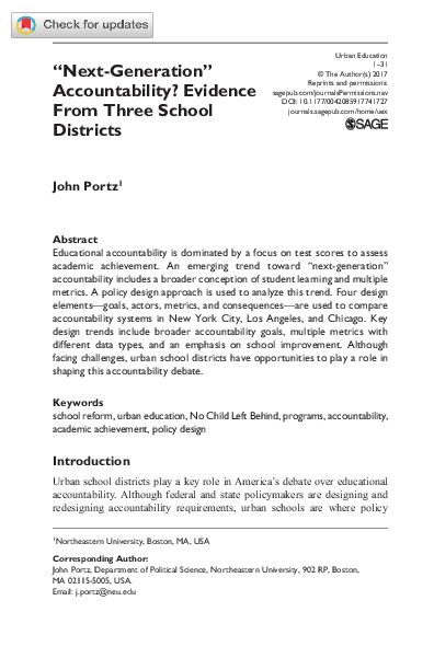 (PDF) “Next-Generation” Accountability? Evidence From Three School ...