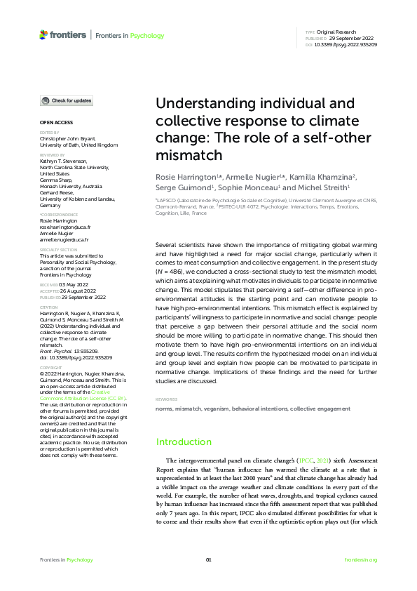 (PDF) Understanding individual and collective response to climate ...