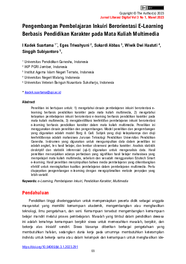 (PDF) Pengembangan Pembelajaran Inkuiri Berorientasi E-Learning Berbasis Pendidikan Karakter ...