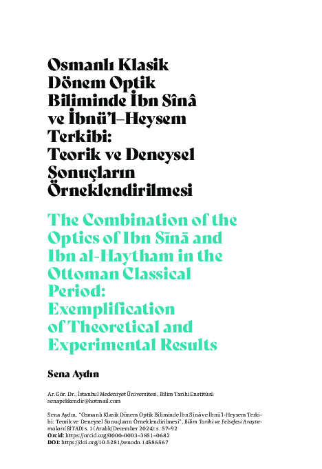 (PDF) Osmanlı Klasik Dönem Optik Biliminde İbn Sînâ ve İbnü’l–Heysem ...