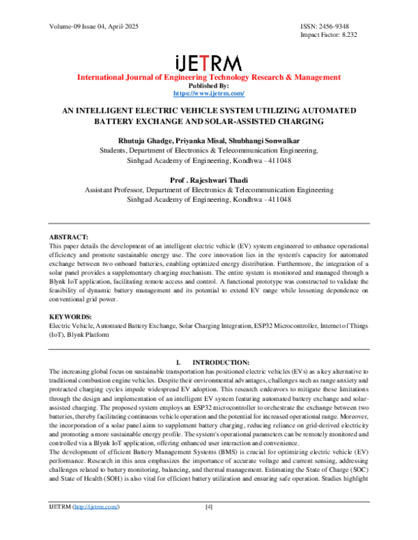 (PDF) AN INTELLIGENT ELECTRIC VEHICLE SYSTEM UTILIZING AUTOMATED ...