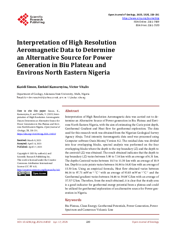 (PDF) Interpretation of High Resolution Aeromagnetic Data to Determine ...