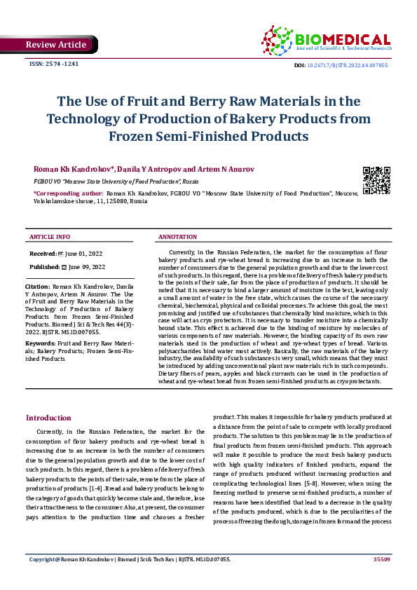 (PDF) The Use of Fruit and Berry Raw Materials in the Technology of ...