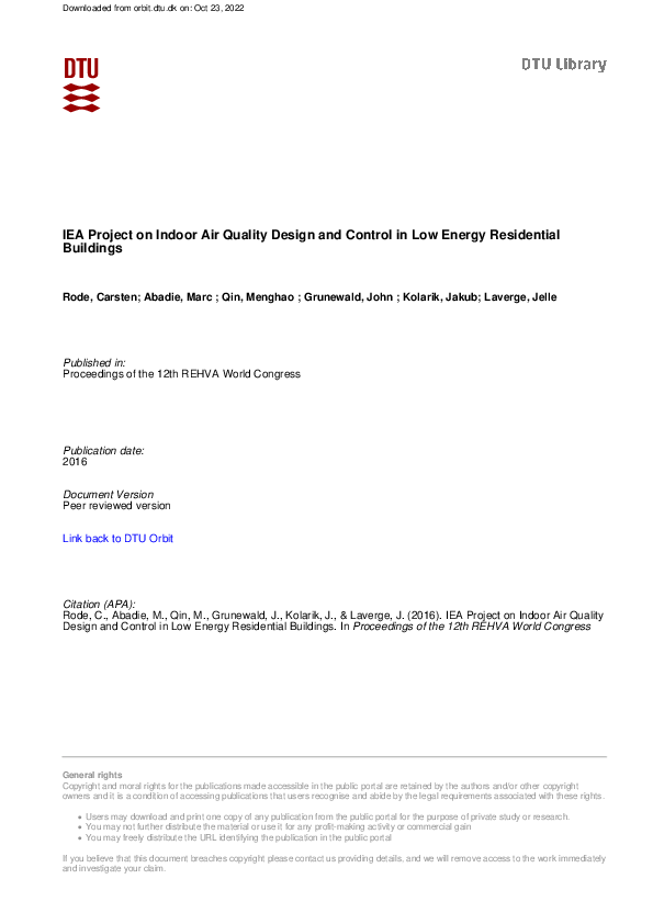 (PDF) IEA Project on Indoor Air Quality Design and Control in Low ...