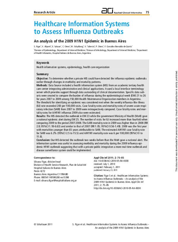 (PDF) Healthcare Information Systems to Assess Influenza Outbreaks