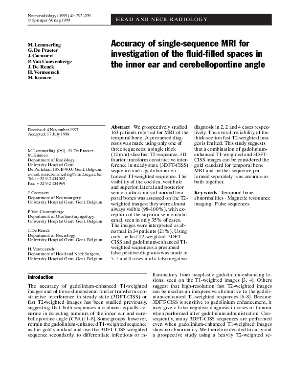 (PDF) Accuracy of single-sequence MRI for investigation of the fluid ...