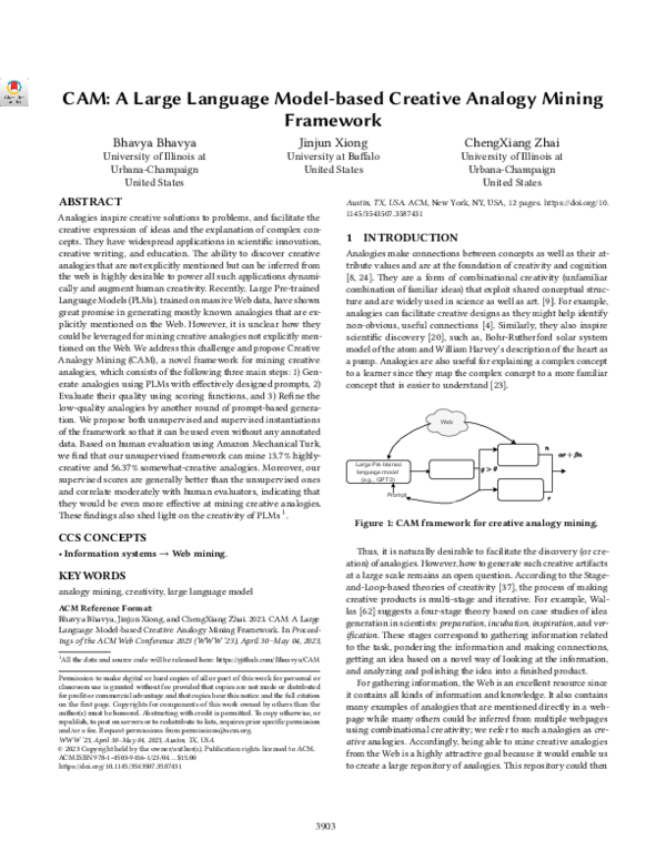 (PDF) CAM: A Large Language Model-based Creative Analogy Mining Framework