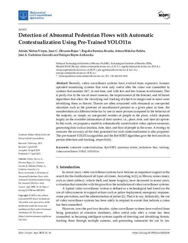 (PDF) Detection of Abnormal Pedestrian Flows with Automatic Contextualization Using Pre-Trained ...