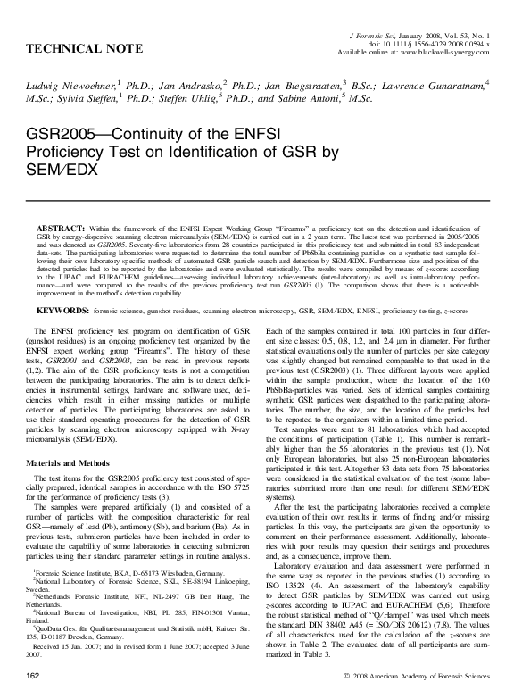 (PDF) GSR2005—Continuity of the ENFSI Proficiency Test on ...