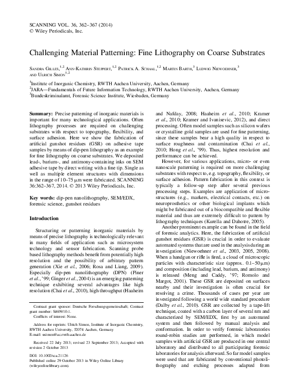 (PDF) Challenging material patterning: Fine lithography on coarse ...