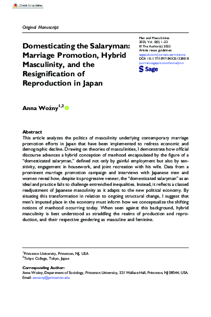 (PDF) Domesticating the Salaryman: Marriage Promotion, Hybrid ...