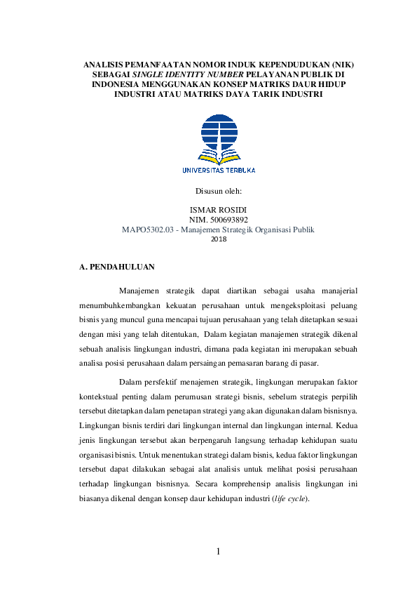 (PDF) ANALISIS PEMANFAATAN NOMOR INDUK KEPENDUDUKAN (NIK) SEBAGAI ...