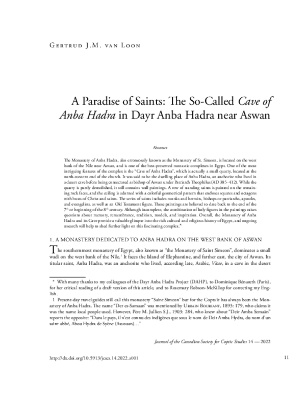 (PDF) A Paradise of Saints: The So-Called Cave of Anba Hadra in Dayr ...