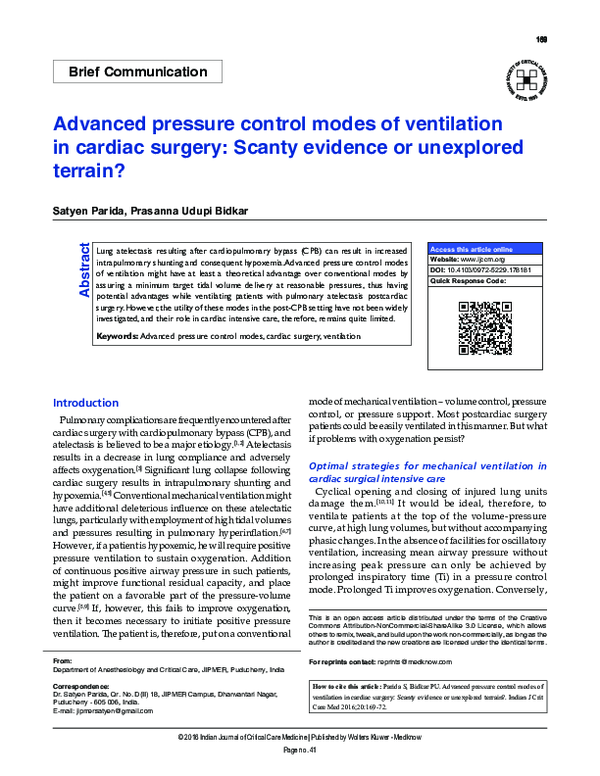 (PDF) Advanced pressure control modes of ventilation in cardiac surgery ...