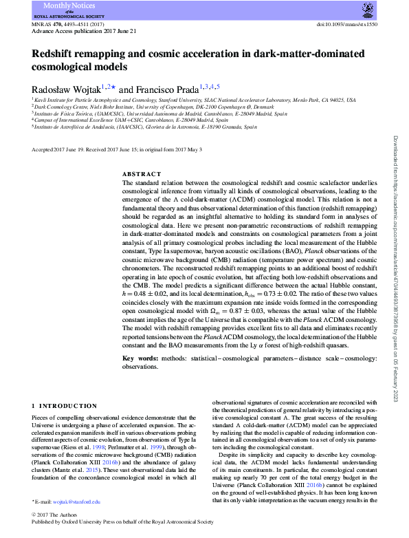 (PDF) Redshift remapping and cosmic acceleration in dark-matter ...