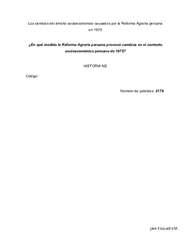 (PDF) Evaluación interna de Historia NS IB. Los cambios del ámbito socioeconómico causados por ...