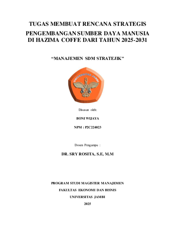 (PDF) TUGAS MEMBUAT RENCANA STRATEGIS PENGEMBANGAN SUMBER DAYA MANUSIA DI HAZIMA COFFE DARI ...