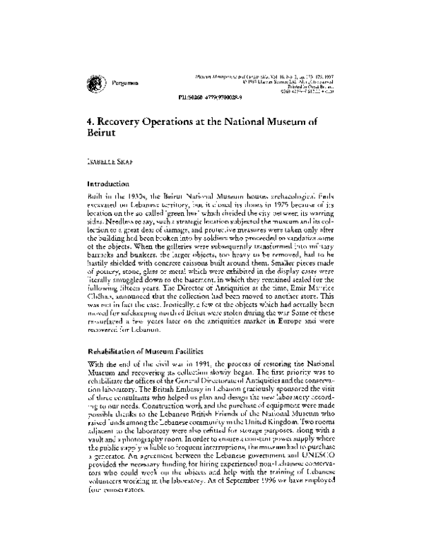 (PDF) 4. Recovery Operations at the National Museum of Beirut