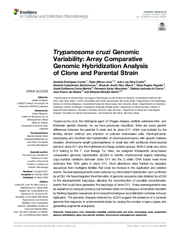 (PDF) Trypanosoma cruzi Genomic Variability: Array Comparative Genomic Hybridization Analysis of ...