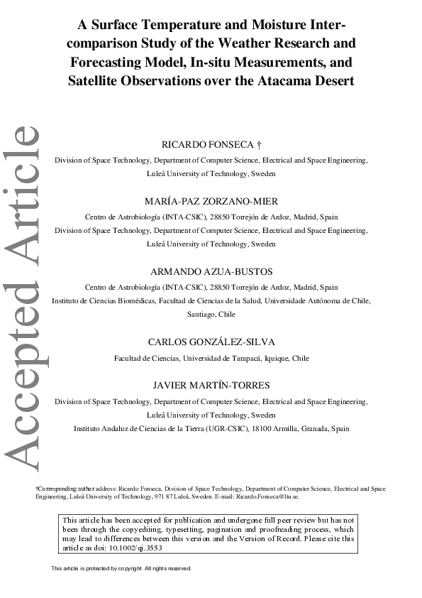 (PDF) A surface temperature and moisture intercomparison study of the ...