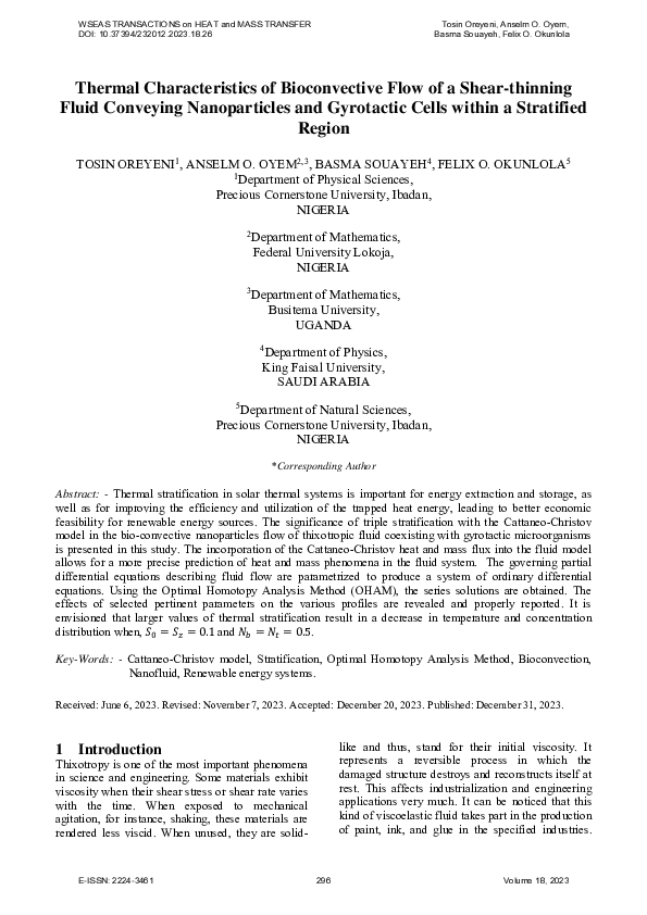 (PDF) Thermal Characteristics of Bioconvective Flow of a Shear-thinning ...