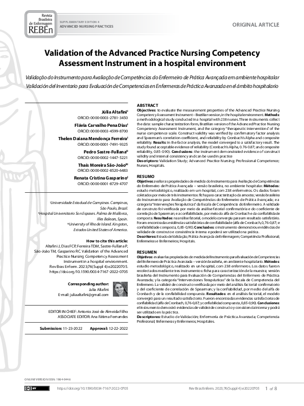 (PDF) Validation of the Advanced Practice Nursing Competency Assessment ...