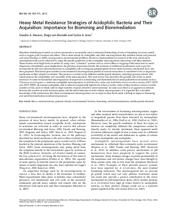 (PDF) Heavy Metal Resistance Strategies of Acidophilic Bacteria and ...