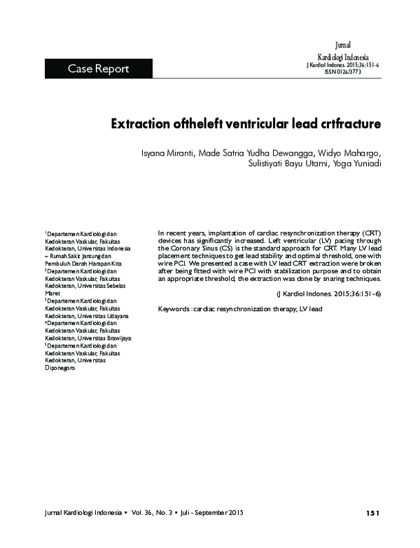 (PDF) Extraction of the left ventricular lead crt fracture