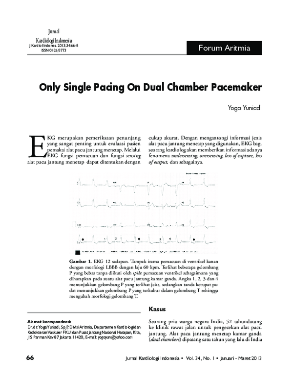 (PDF) Only Single Pacing On Dual Chamber Pacemaker