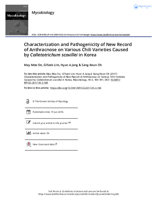 (PDF) Characterization and Pathogenicity of New Record of Anthracnose ...