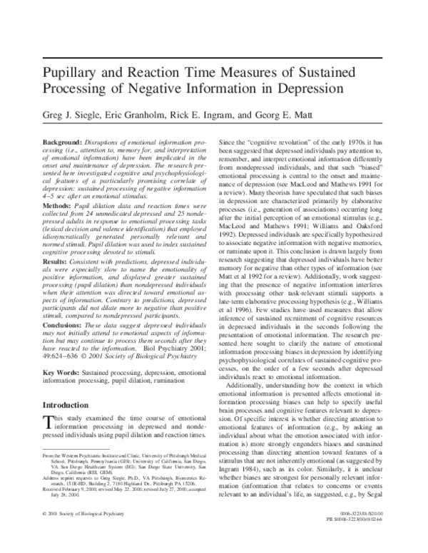 (PDF) Pupillary and reaction time measures of sustained processing of ...