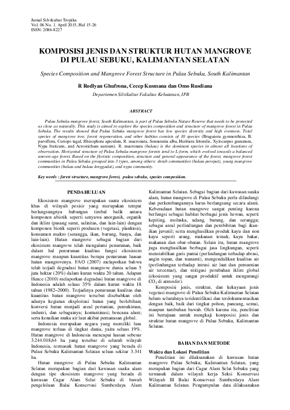(PDF) Species Composition and Mangrove Forest Structure in Pulau Sebuku, South Kalimantan ...