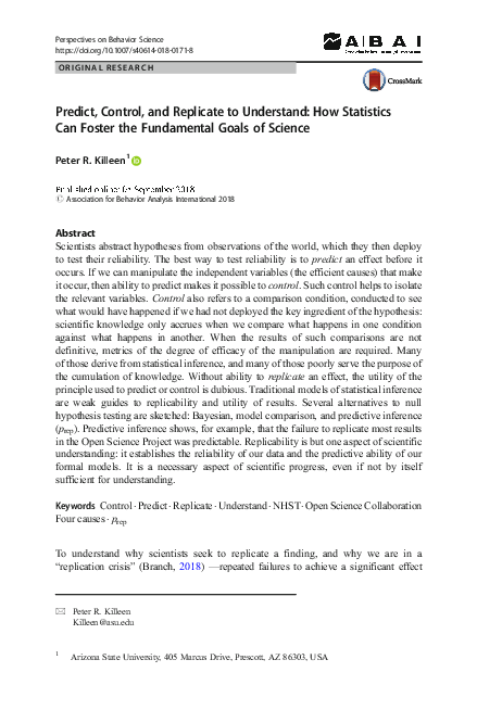 (PDF) Predict, Control, and Replicate to Understand: How Statistics Can ...