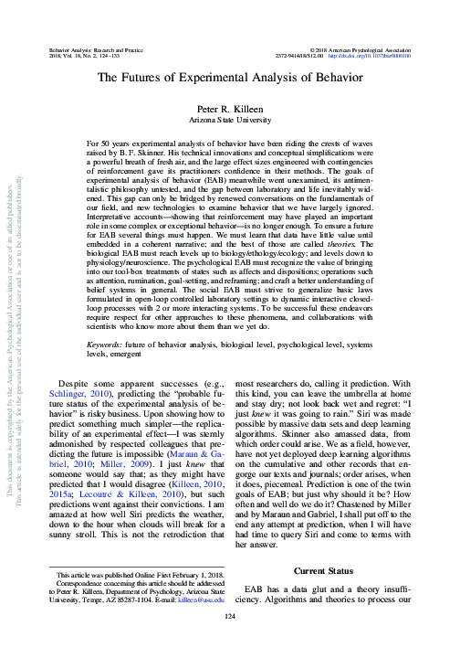 (PDF) The Futures of Experimental Analysis of Behavior