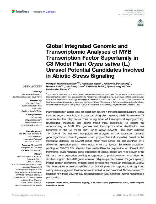 (PDF) Global Integrated Genomic and Transcriptomic Analyses of MYB ...