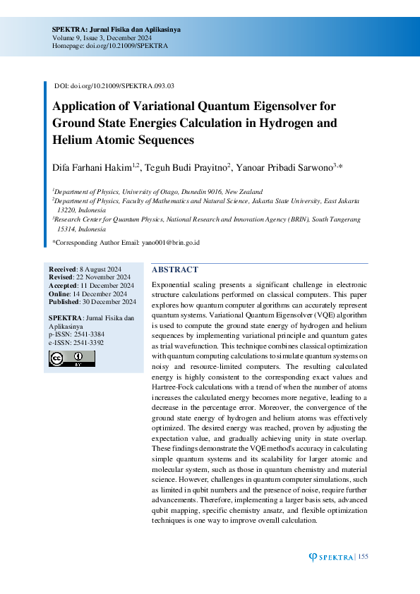 (PDF) Application of Variational Quantum Eigensolver for Ground State ...