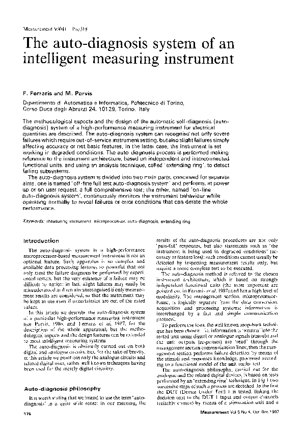 (PDF) The auto-diagnosis system of an intelligent measuring instrument